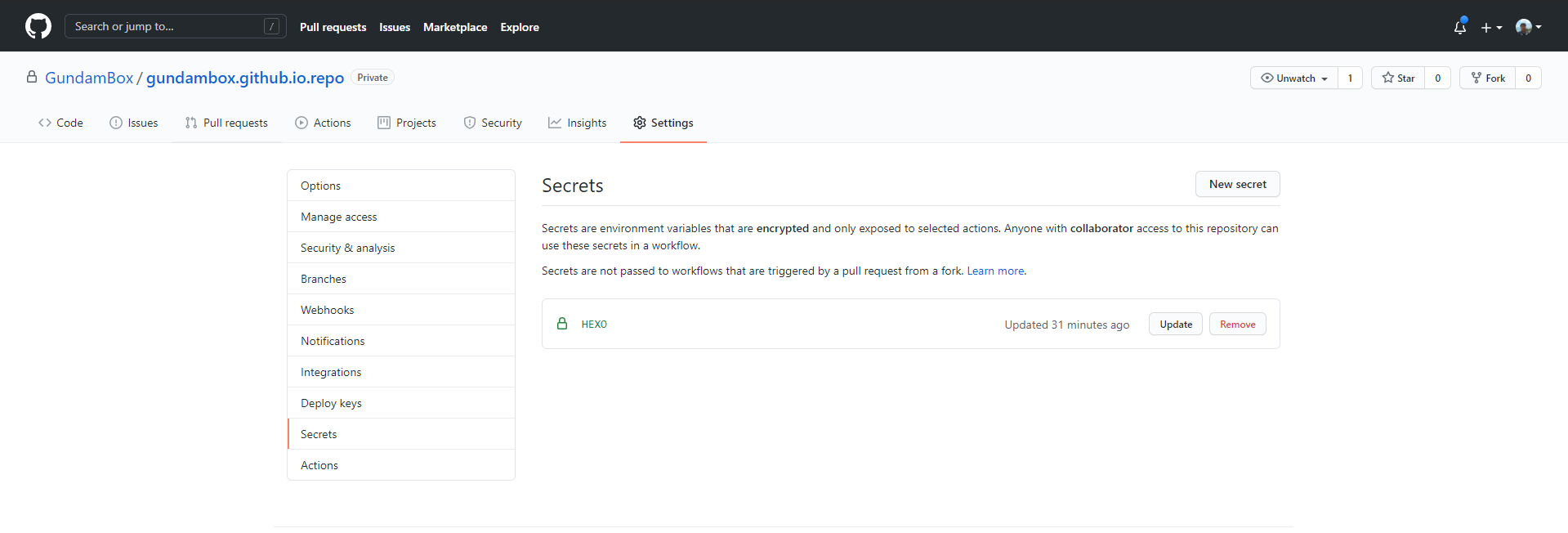 Hexo部署(GitHub Actions) | 鋼彈盪單槓
